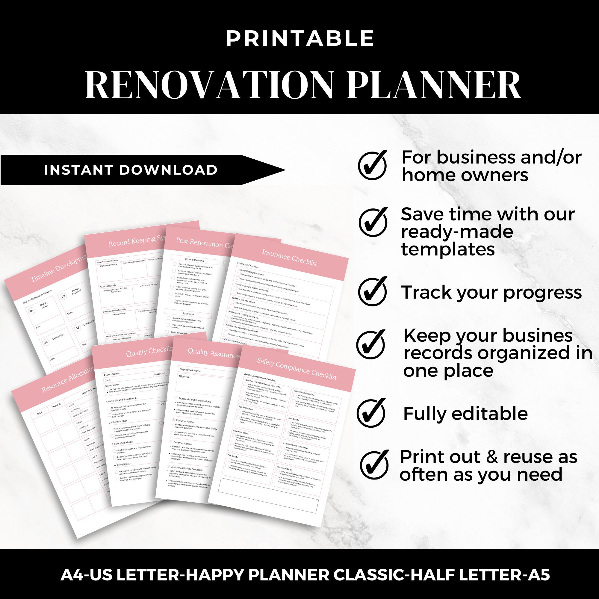 Editable Home Renovation Planner Canva Renovation Budget Home Remodel ...