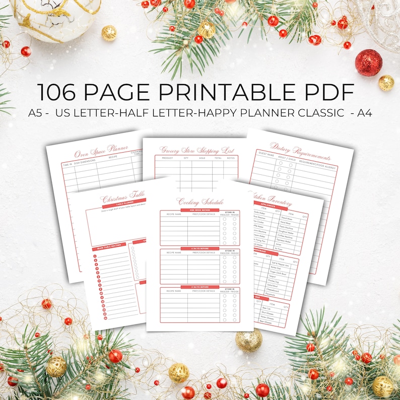 Christmas Planner Printable, Holiday Planner, Christmas Gift List, Meal ...
