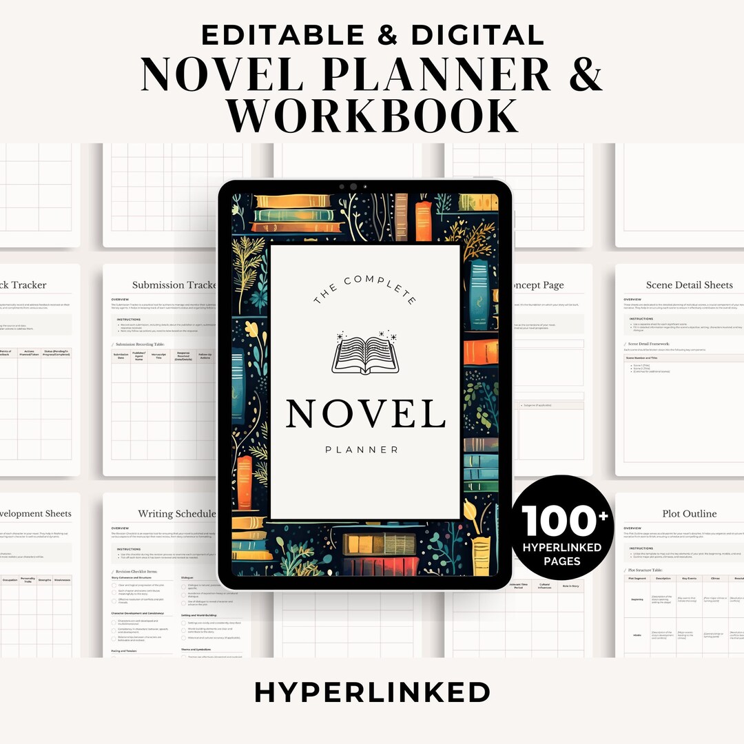 Digital Novel Planner | Writing Workbook | Nanowrimo Planner | Novel ...
