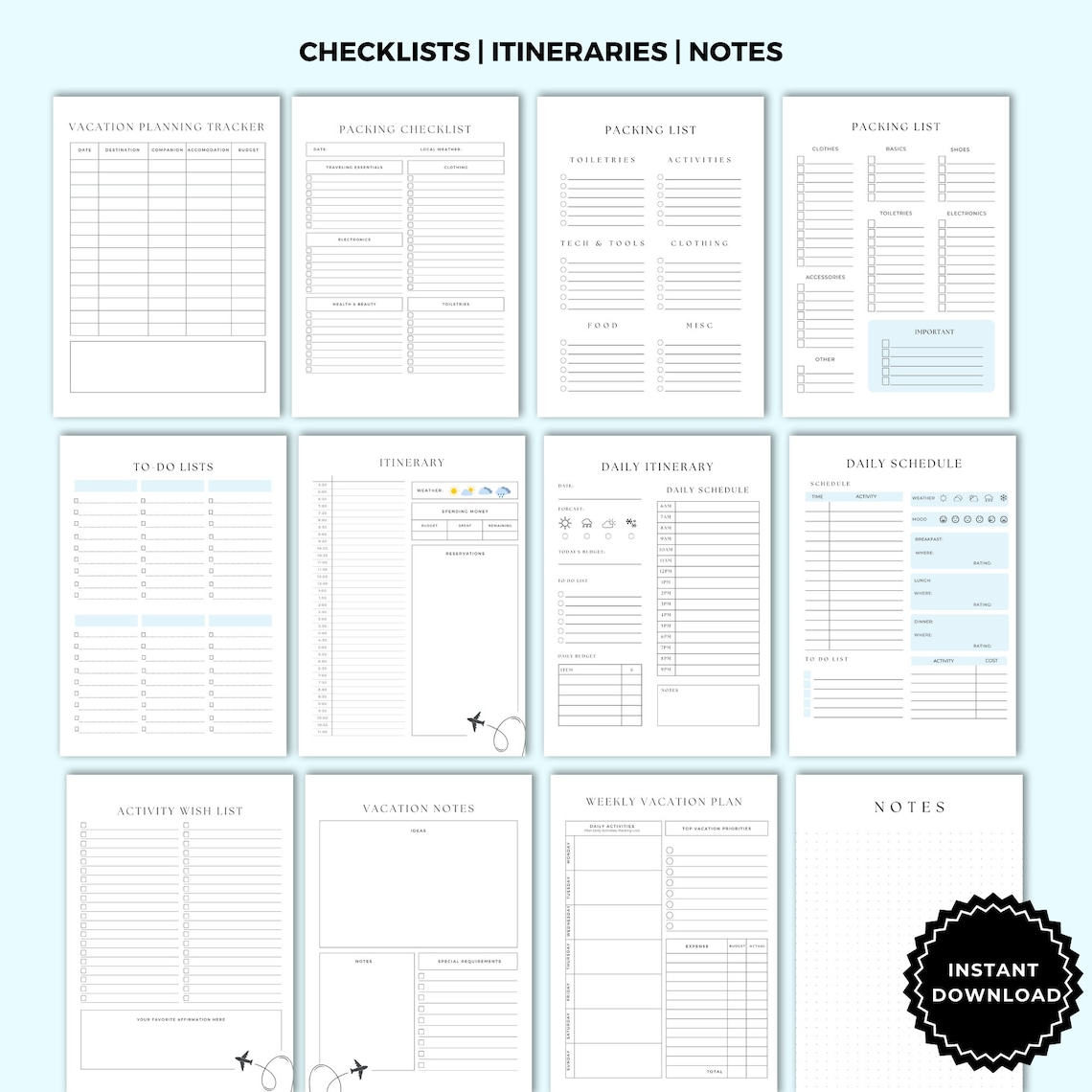 Family Vacation Planner Travel Planner Printable Trip Planning Vacation ...