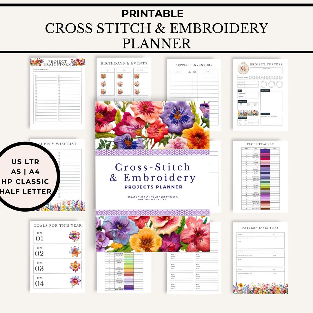 Cross Stitch Planner Embroidery Planner Digital Download Cross Stitch ...
