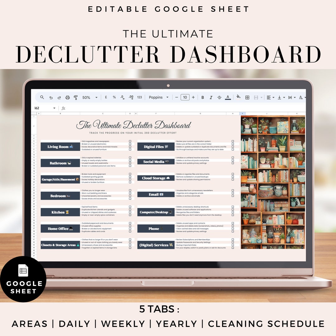 Cleaning Checklist Spreadsheet Template for Google Sheets Declutter ...