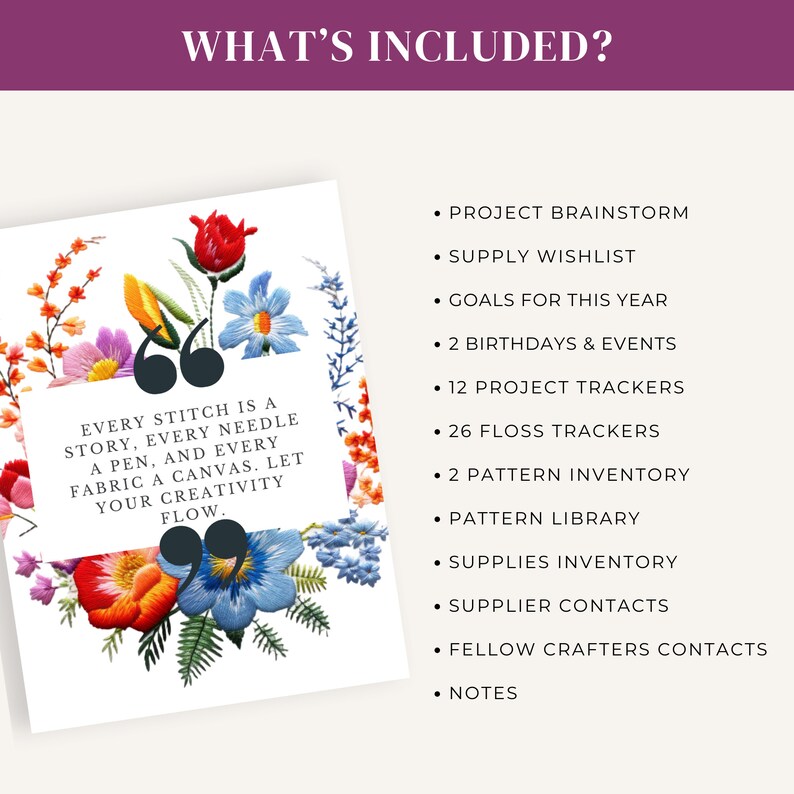 Cross Stitch Planner | Embroidery Planner | Digital Download | Cross ...