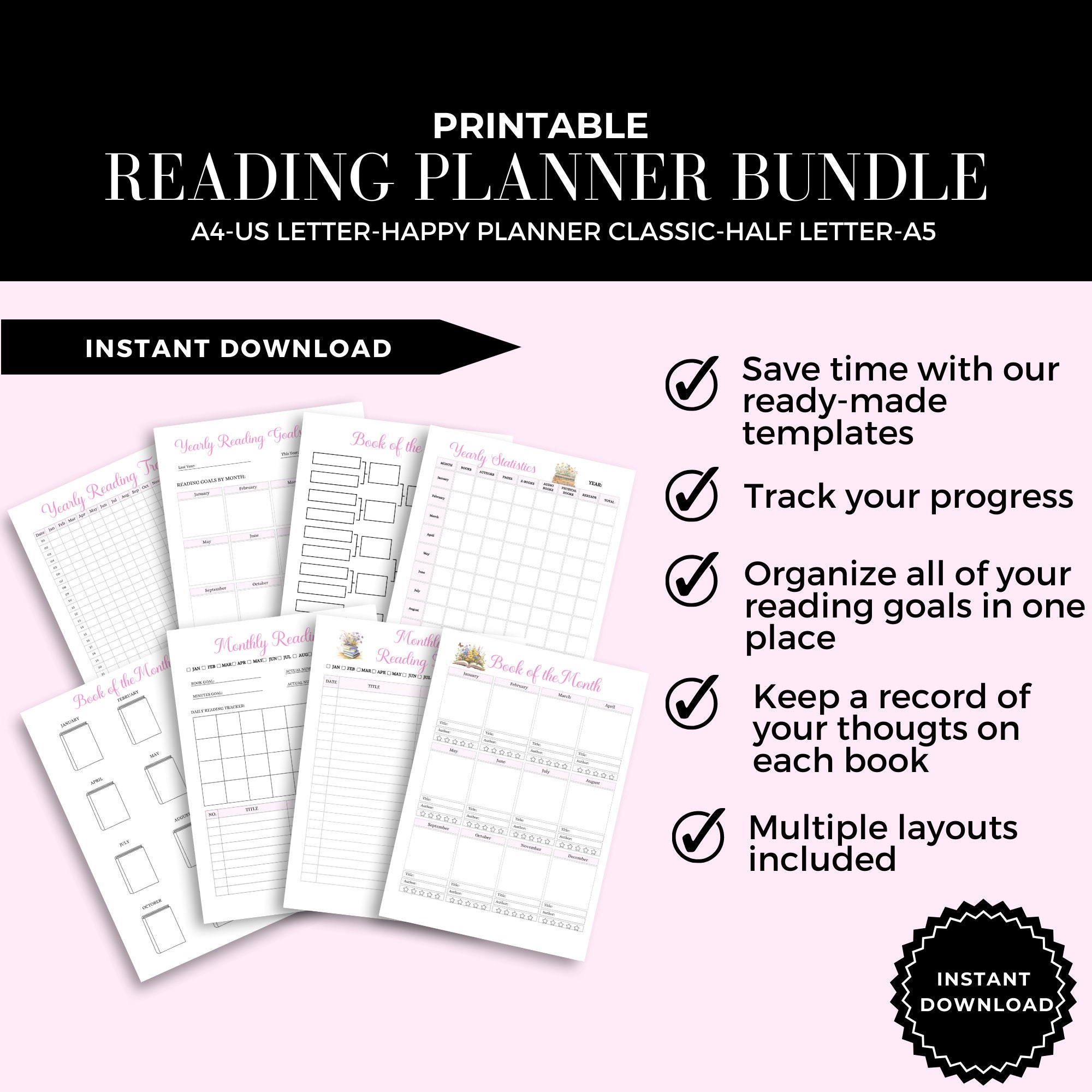 Printable Reading Planner Printable Reading Challenge Book Review ...