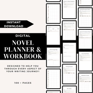 Digital Novel Planner | Writing Workbook | Nanowrimo Planner | Novel ...