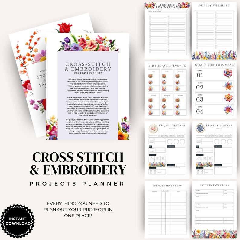 Cross Stitch Planner | Embroidery Planner | Digital Download | Cross ...