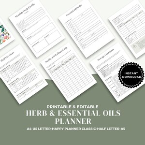 Essential Oils Planner Canva Template, Herbalism Journal, Self Care ...