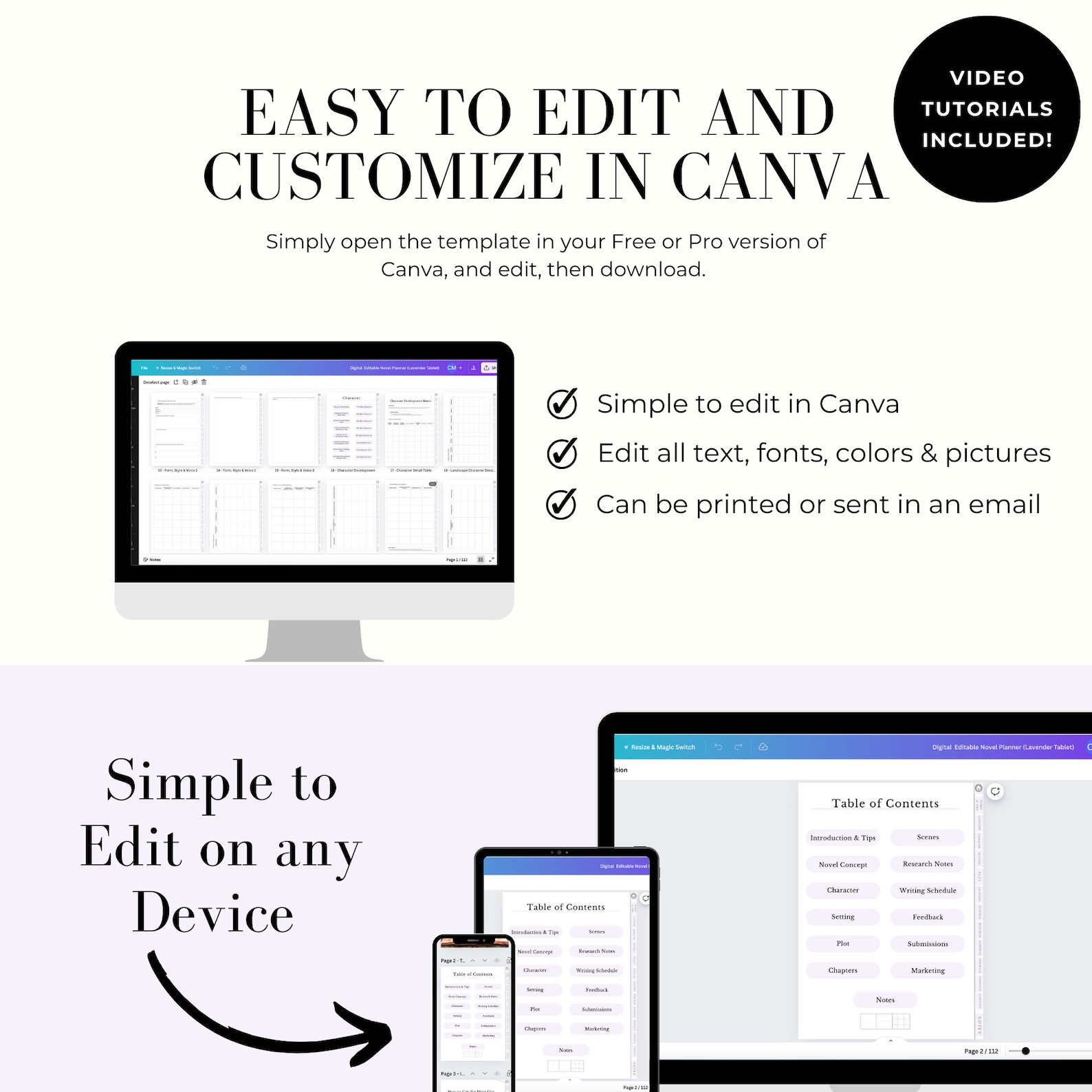 Digital Novel Planner | Writing Workbook | Nanowrimo Planner | Novel ...
