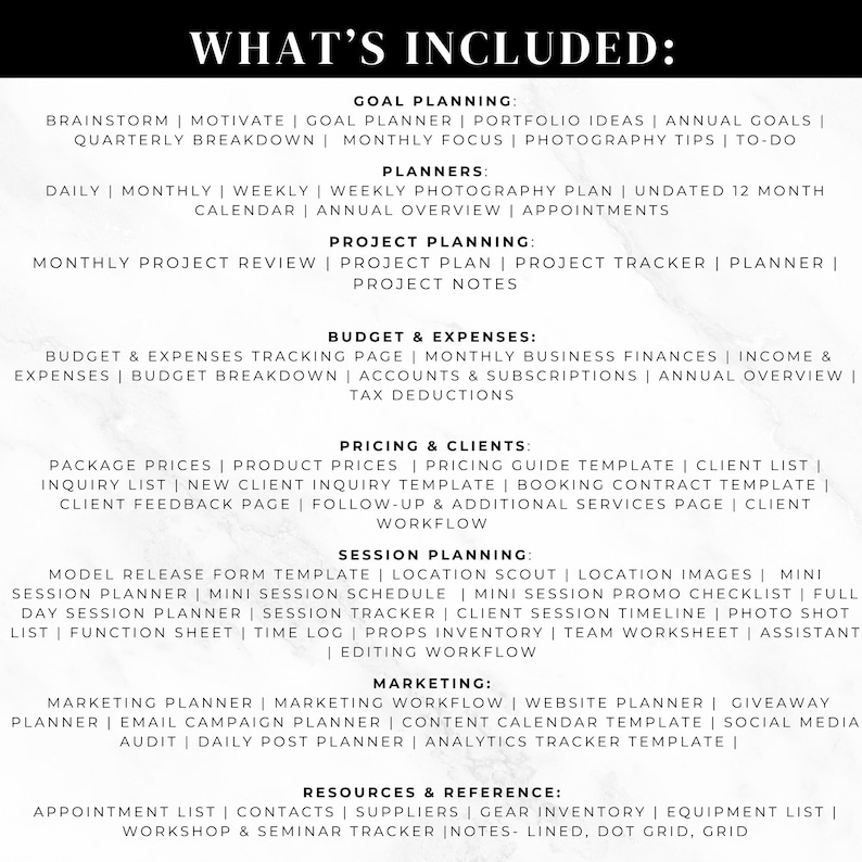 Editable Digital Photography Planner, Projects Planner PDF, Photography ...