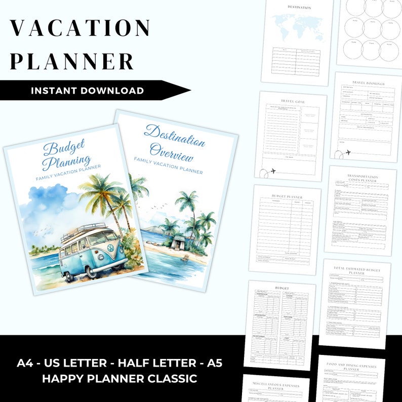 Family Vacation Planner | Travel Planner Printable | Trip Planning ...