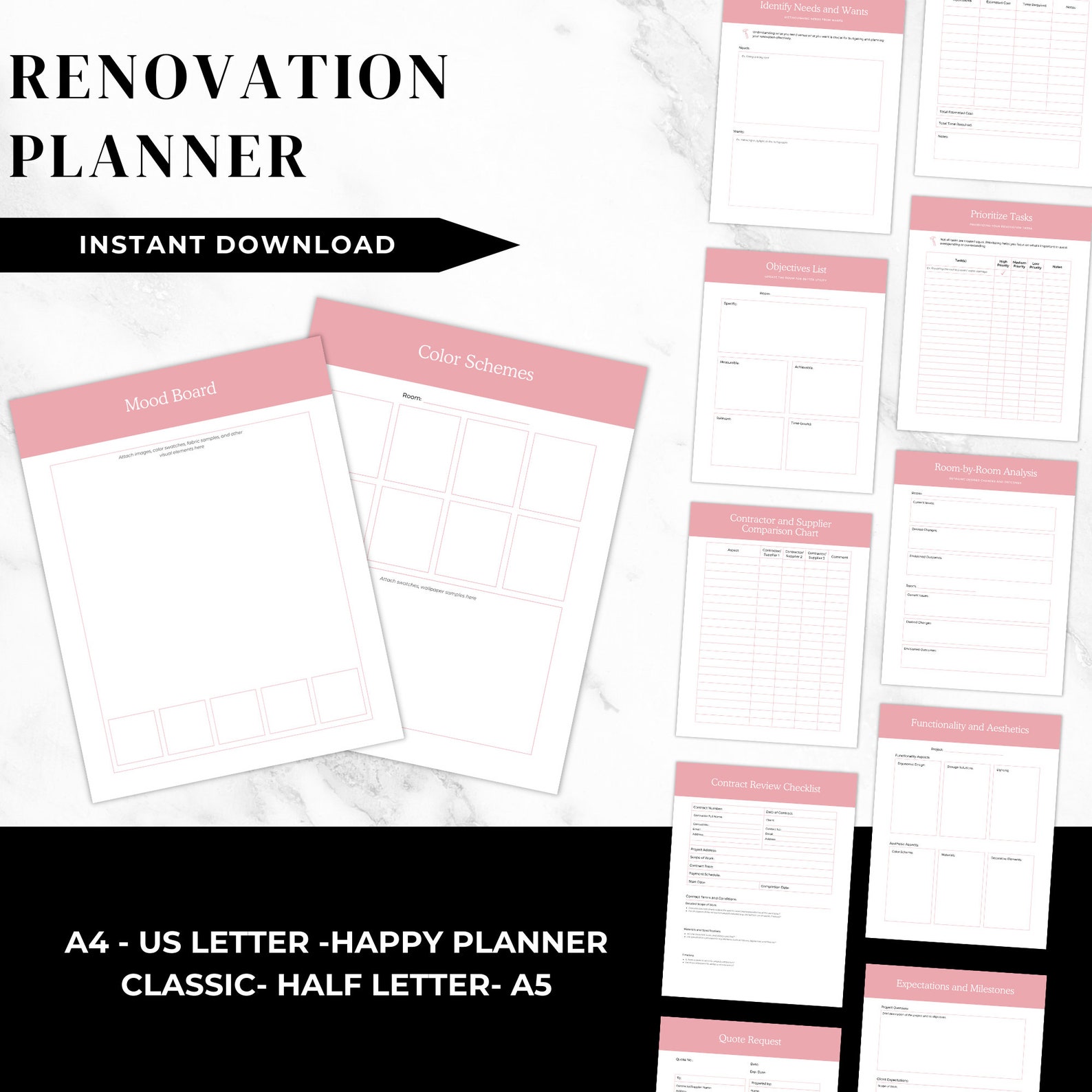 Editable Home Renovation Planner Canva Renovation Budget Home Remodel ...