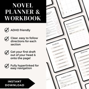 Digital Novel Planner | Writing Workbook | Nanowrimo Planner | Novel ...