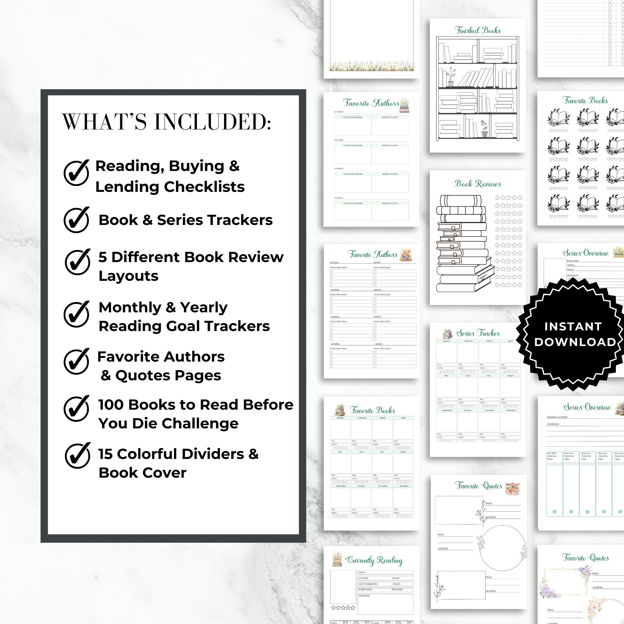 Reading Planner Book Journal Happy Planner Insert Reading Journal Book ...