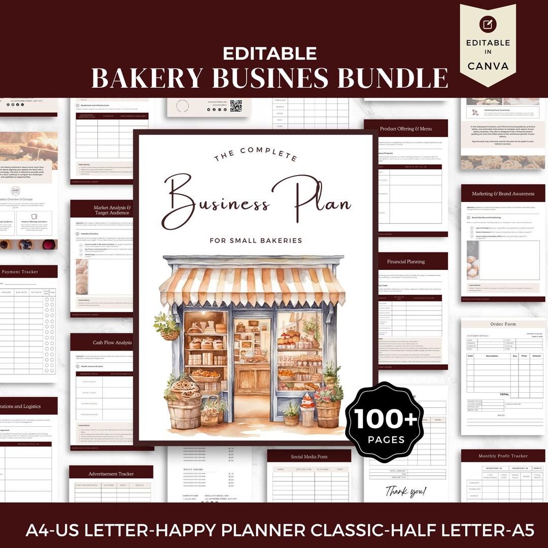 Home Bakery Business Planner Bakery Shop Planner Startup Business Plan ...