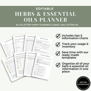Essential Oils Planner Canva Template, Herbalism Journal, Self Care ...
