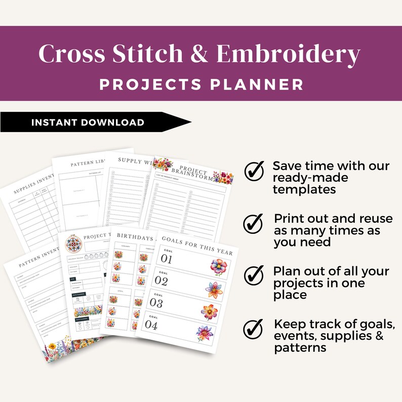 Cross Stitch Planner | Embroidery Planner | Digital Download | Cross ...