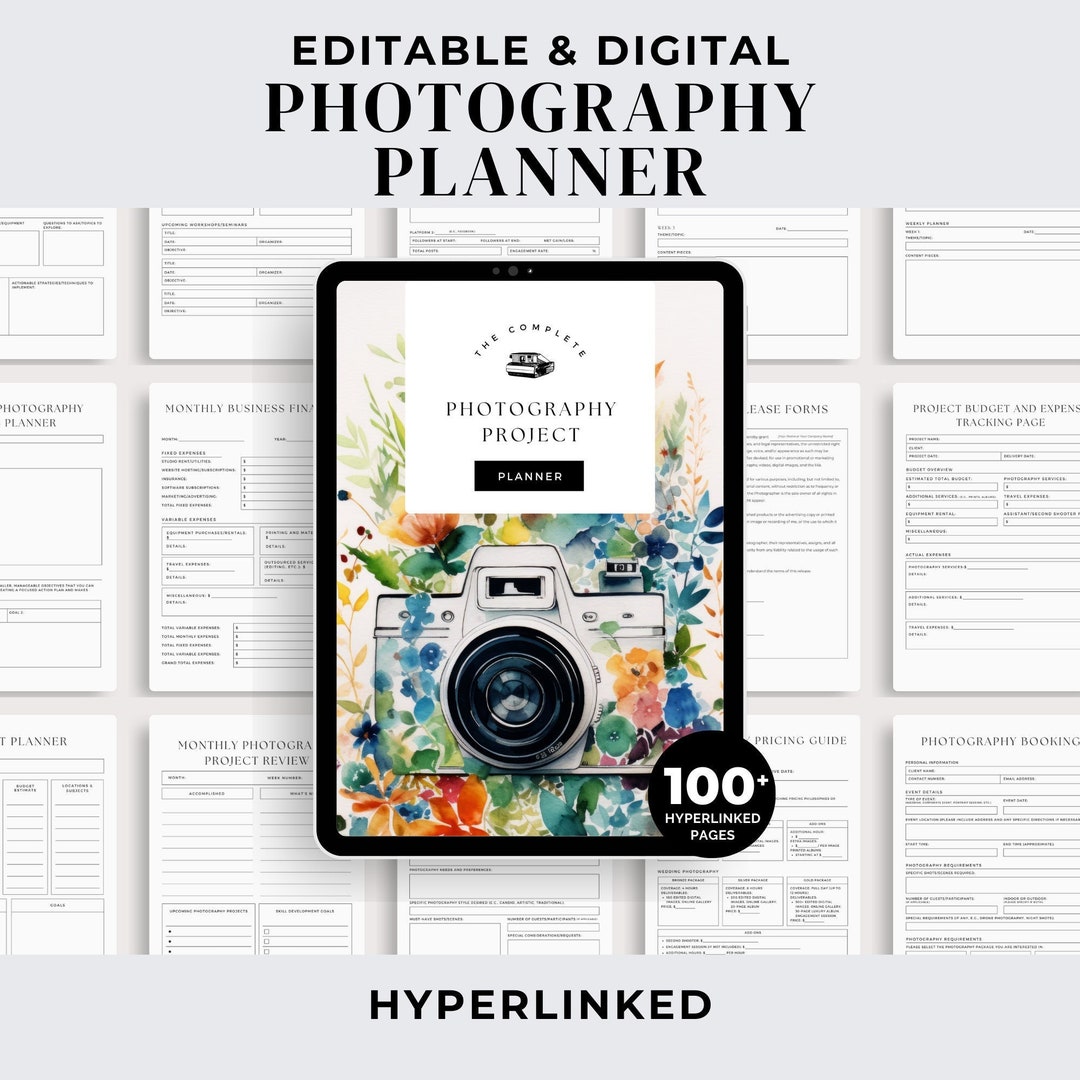 Editable Digital Photography Planner, Projects Planner PDF, Photography ...
