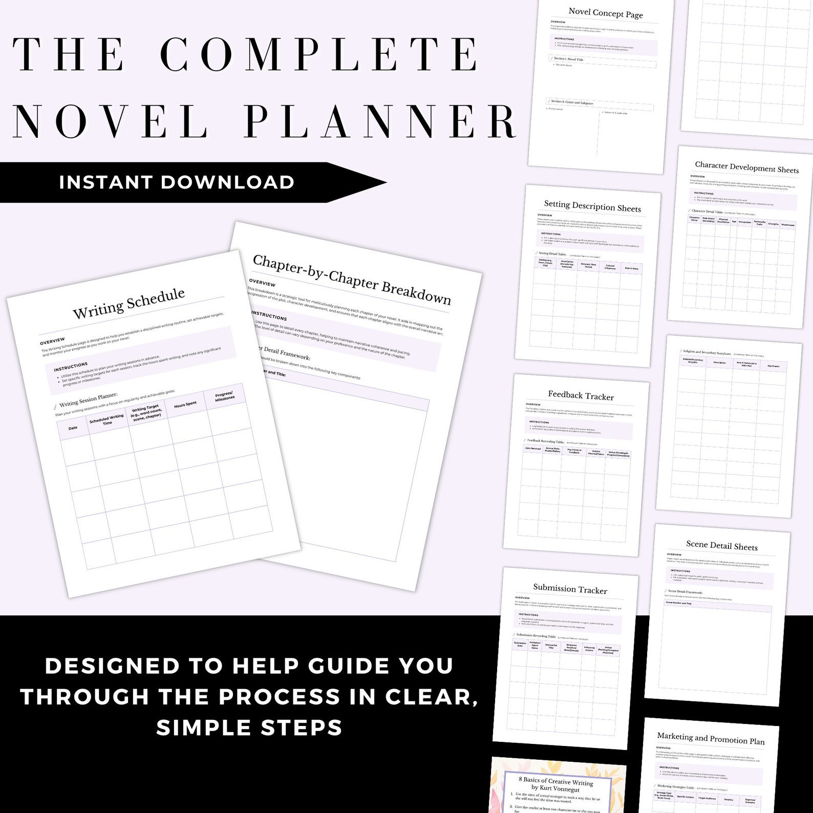 Printable Novel Planner Writing Workbook Novel Template A4 A5 Happy ...