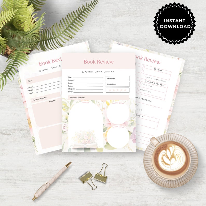 Book Review Template Printable Digital Book Review Notes Book Review ...