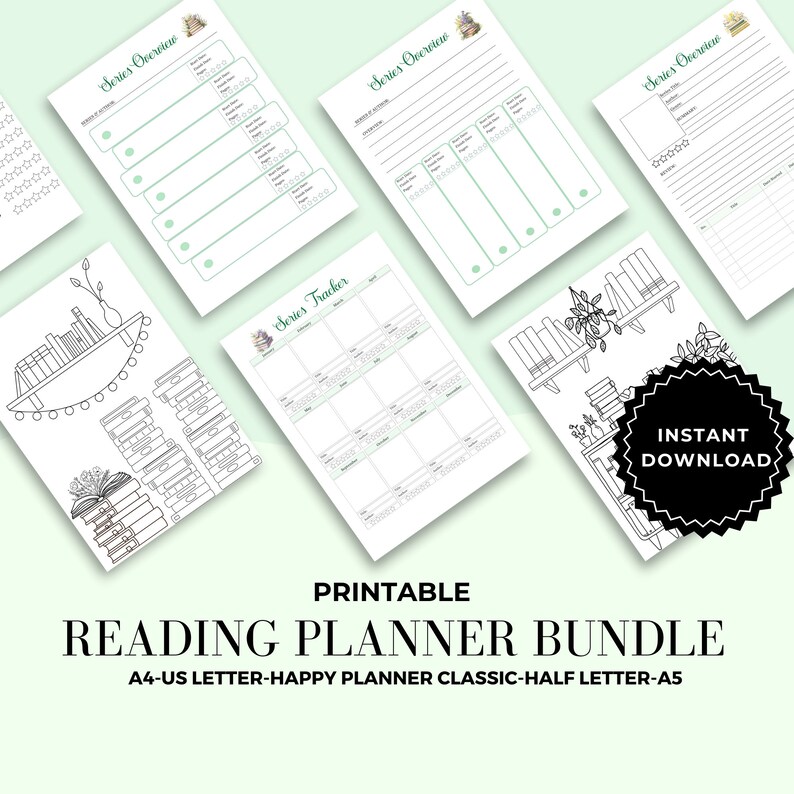 Reading Planner Book Journal Happy Planner Insert Reading Journal Book ...