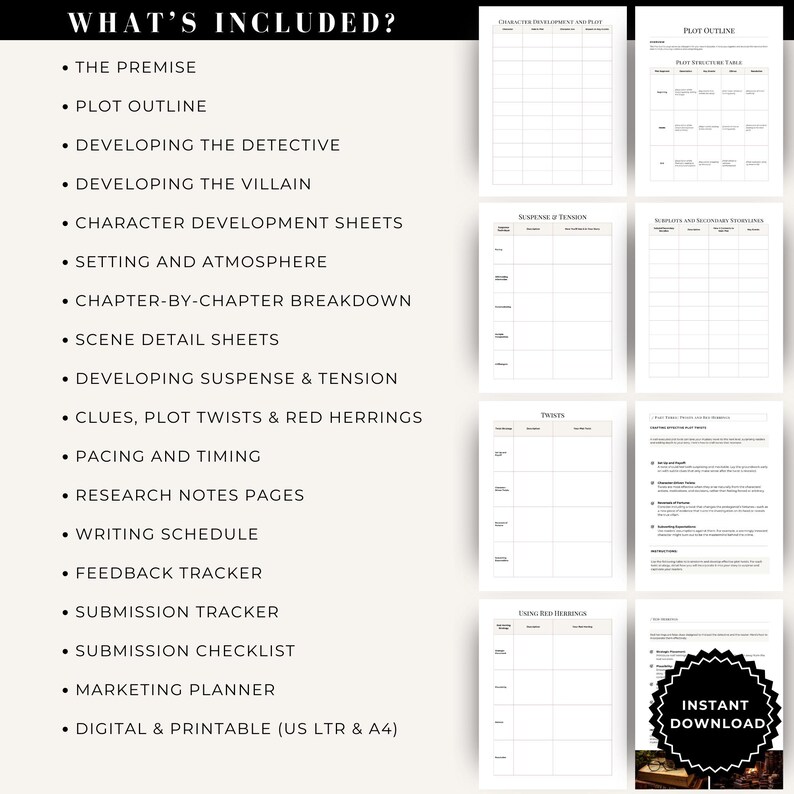 Mystery Novel Workbook for Crime Writers | Suspense Book Planner ...