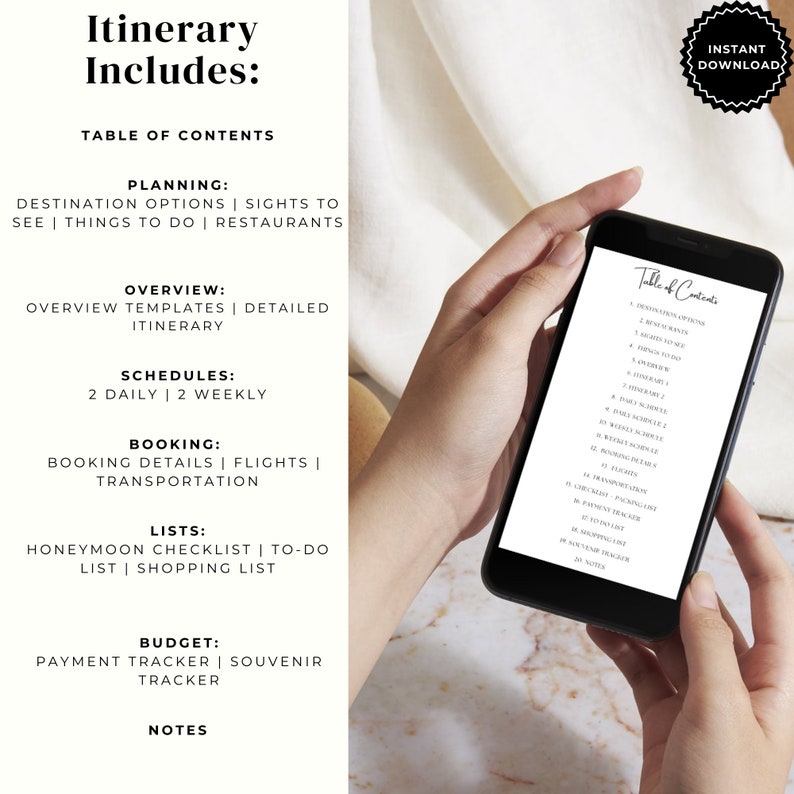 Editable Travel Itinerary Template Mobile Travel Itinerary Travel ...