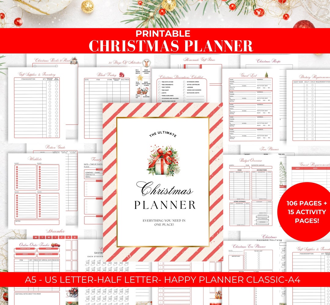 Christmas Planner Printable, Holiday Planner, Christmas Gift List, Meal ...