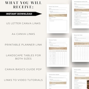 Dissertation Planner Digital Template | Thesis Planner | Research ...