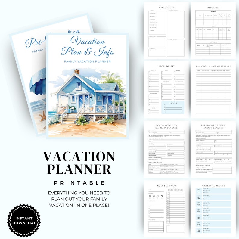 Family Vacation Planner | Travel Planner Printable | Trip Planning ...