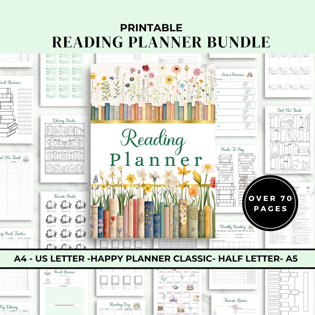 Reading Planner | Book Journal | Happy Planner Insert | Reading Journal ...