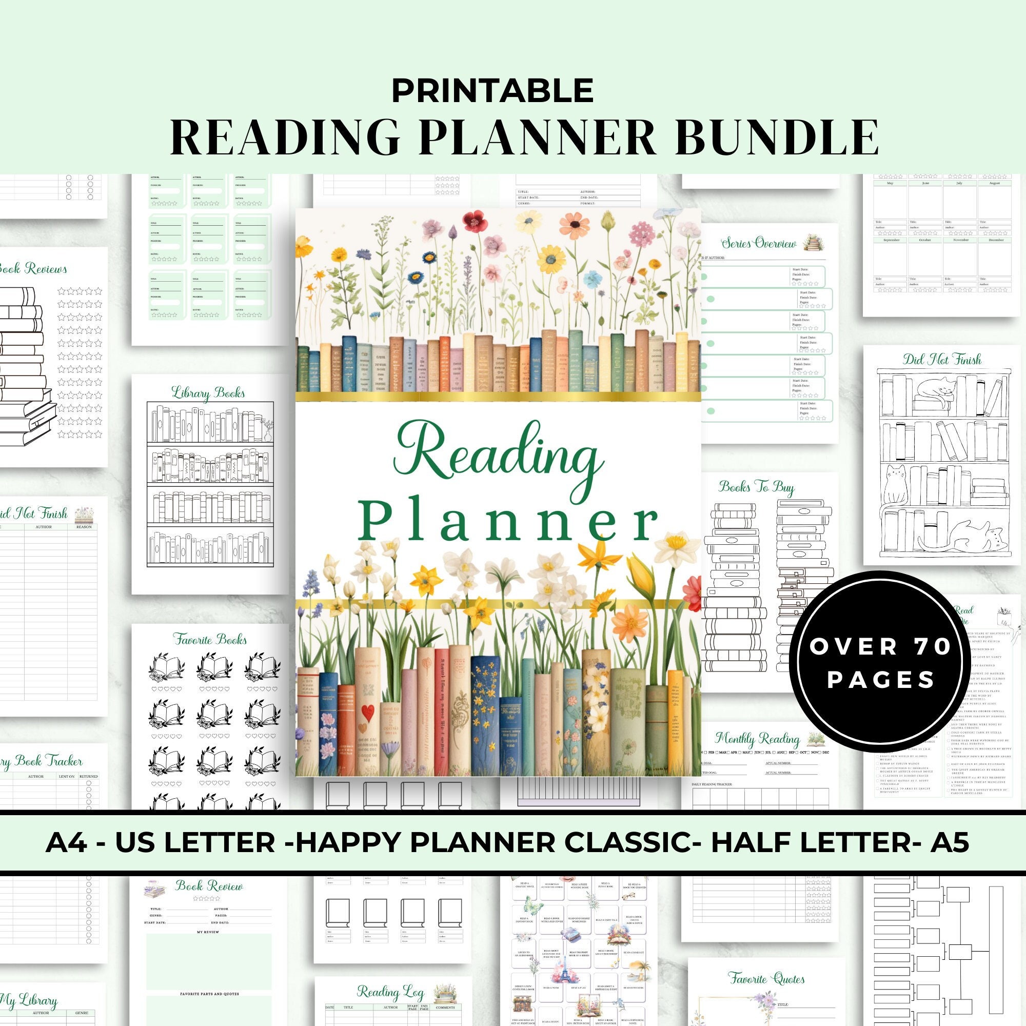 Reading Planner | Book Journal | Happy Planner Insert | Reading Journal ...