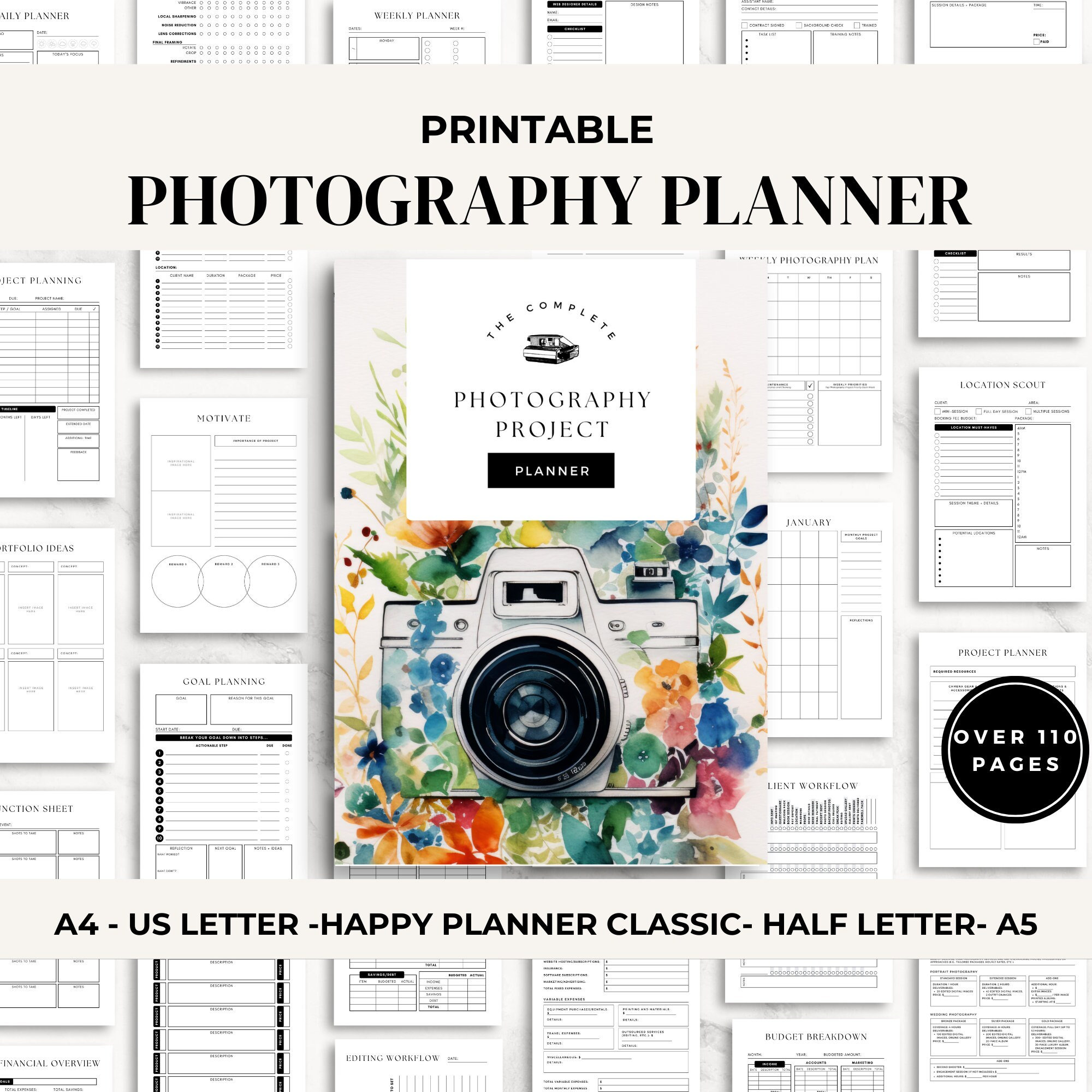 Photography Printable Planner, Projects Planner PDF, Photography ...