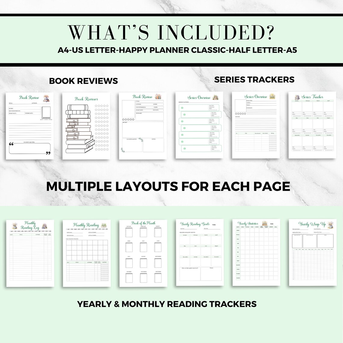 Reading Planner Book Journal Happy Planner Insert Reading Journal Book ...