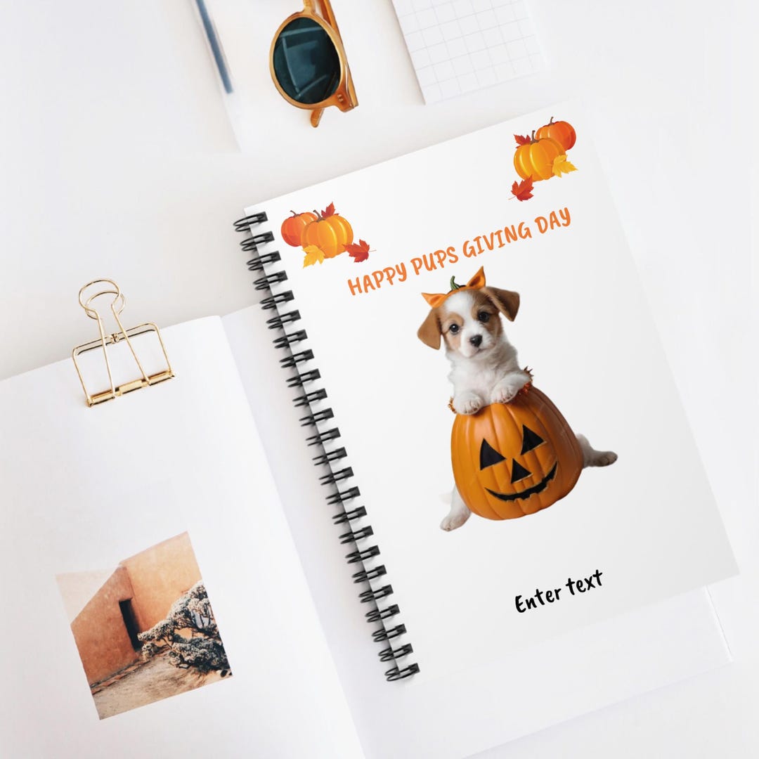 Cute Puppy Spiral Notebook - Personalized Ruled Line Journal for Dog ...