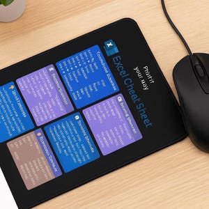 Excel Cheat Sheet Desk Mat | Keyboard Mouse Pad, Office Desk ...