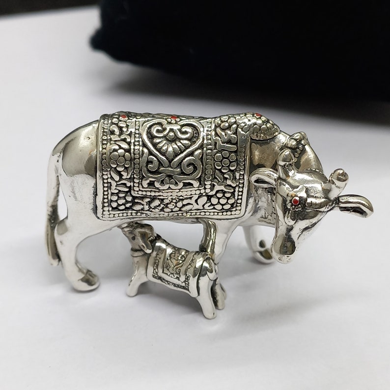 999 Silver Cow Statue, Cow Figurine, Cow Sculpture, Cow Idol, Good Luck ...