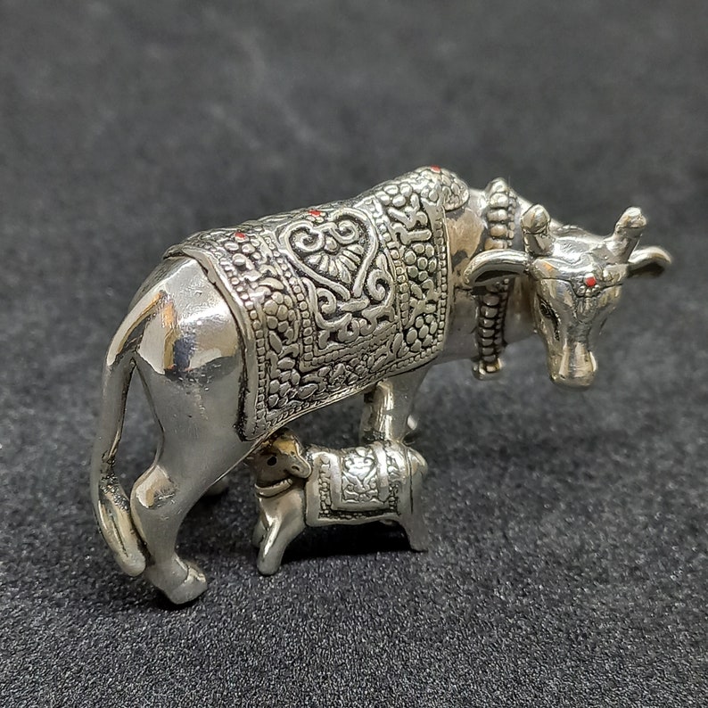 999 Silver Cow Statue, Cow Figurine, Cow Sculpture, Cow Idol, Good Luck ...