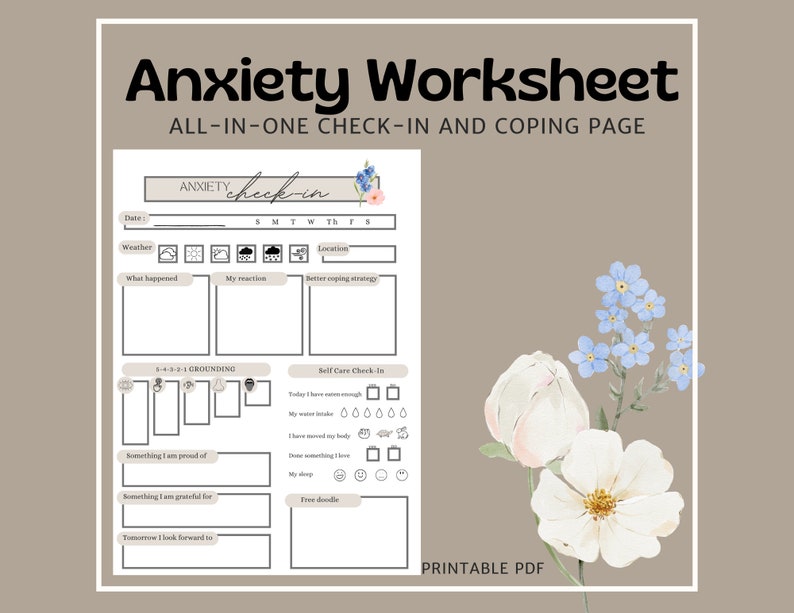 Anxiety Journal Page Anxiety Tracking Anxiety Strategies Mental Health ...