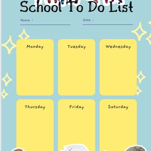 Editable Schedule for Kids anime Style - Etsy