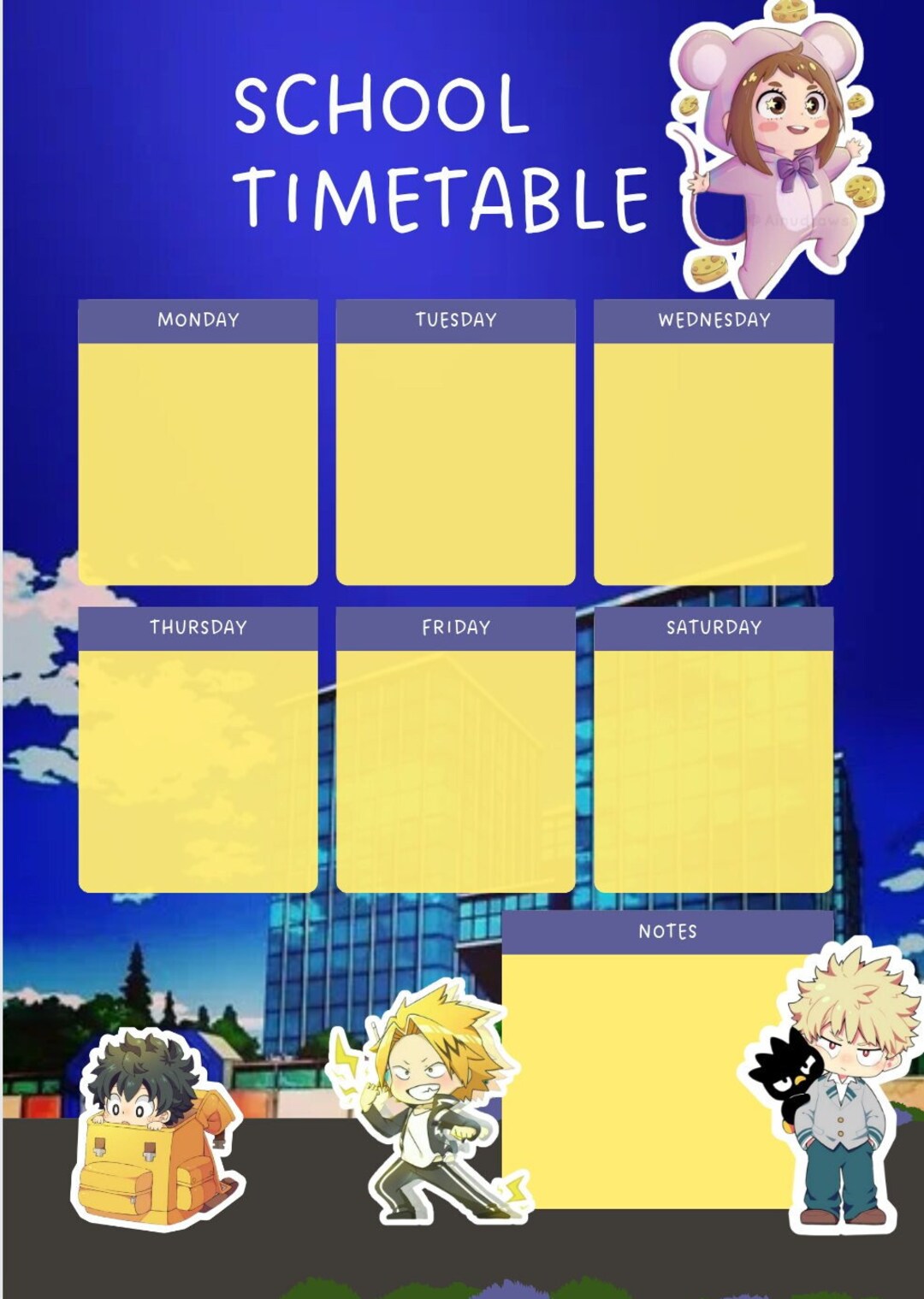 Editable Schedule for Kids anime Style - Etsy