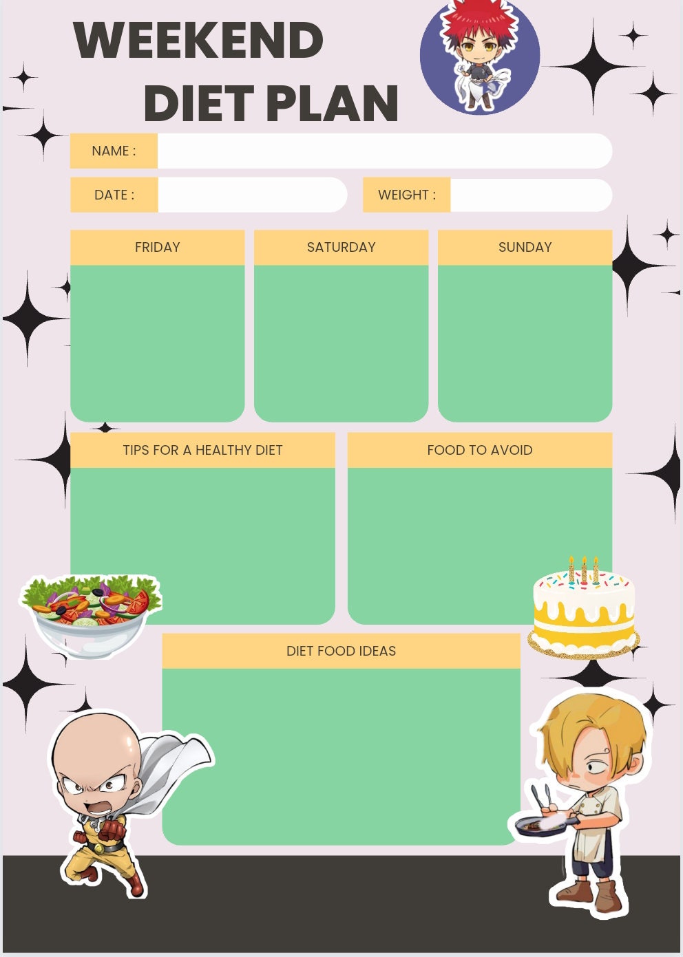 Editable Schedule for Kids anime Style - Etsy