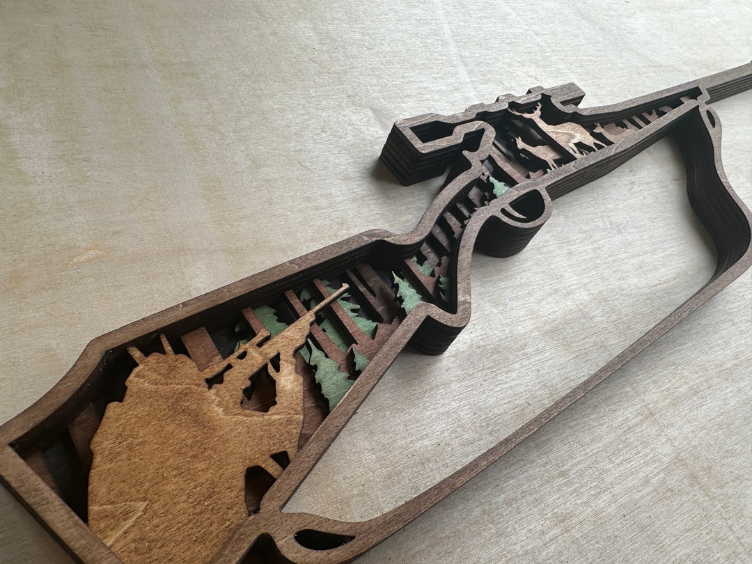 Hunting Rifle 3D Layered Wood Decor - Etsy