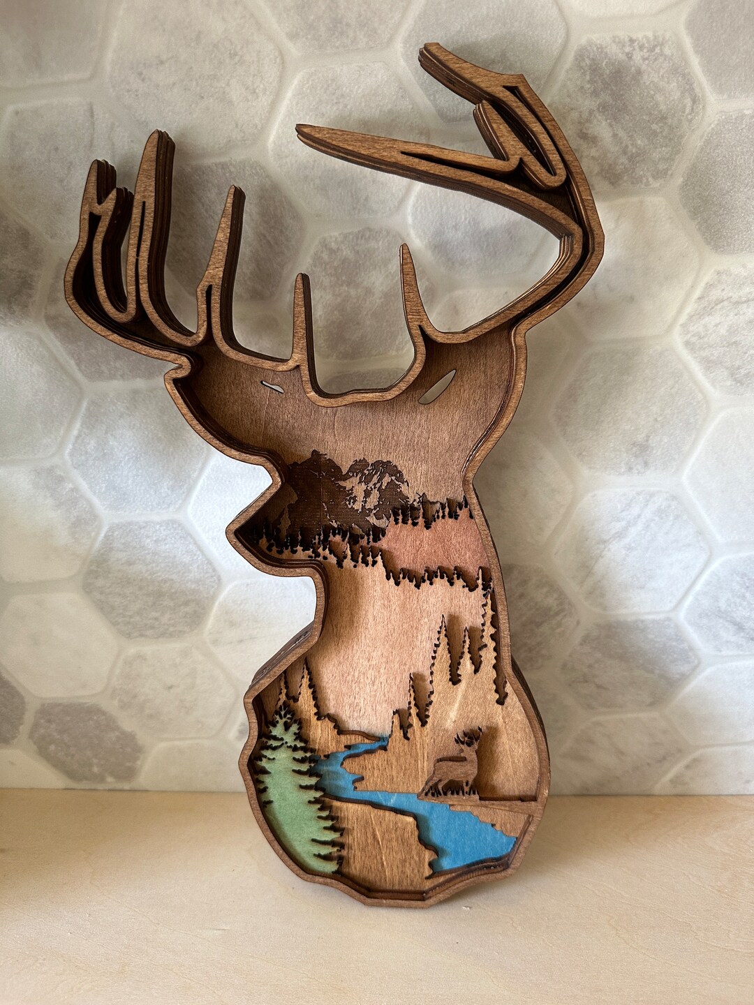 Deer Forest 3D Layered Wood Decor - Etsy