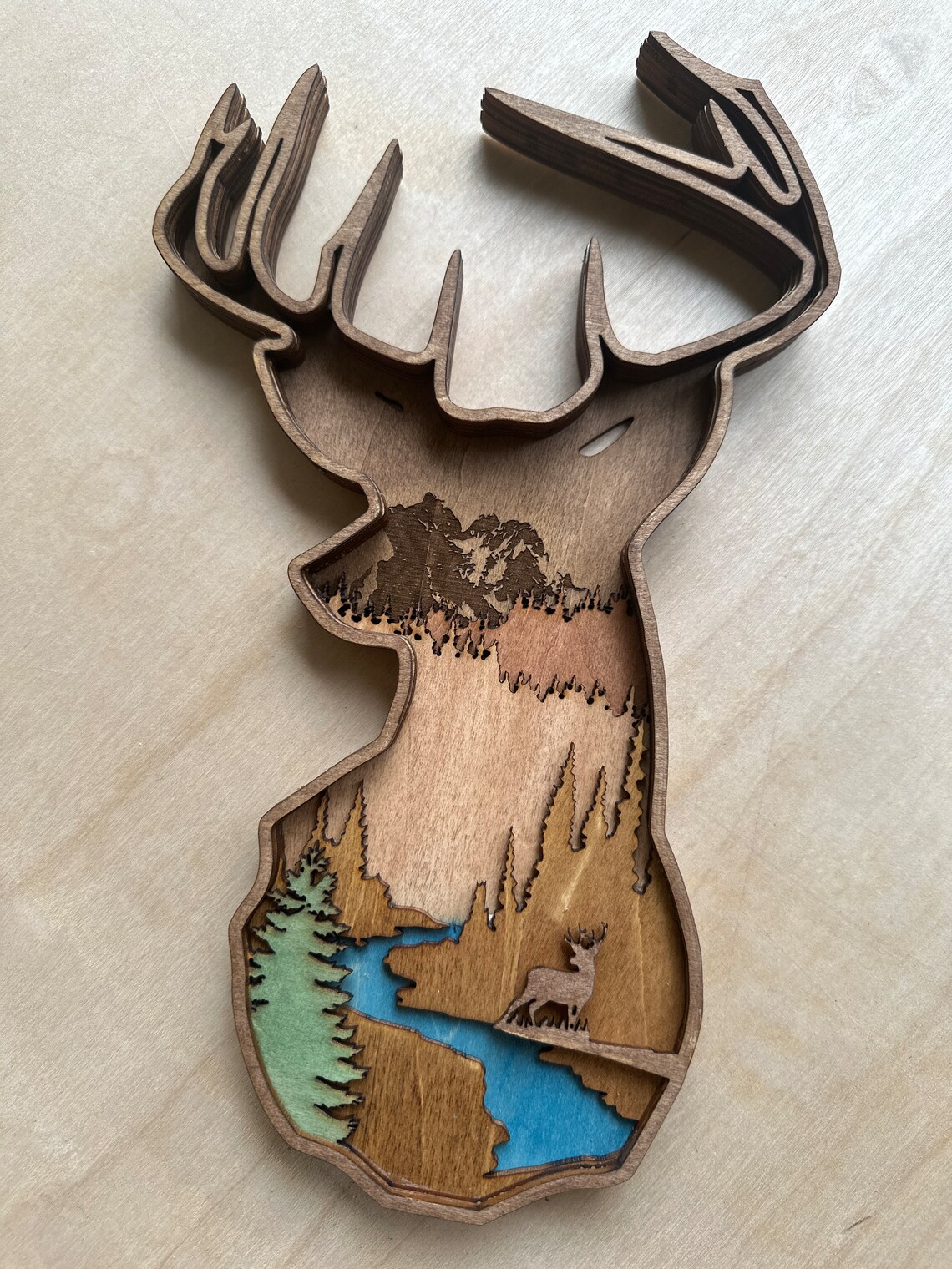 Deer Forest 3D Layered Wood Decor - Etsy
