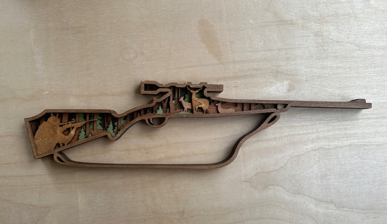 Hunting Rifle 3D Layered Wood Decor - Etsy