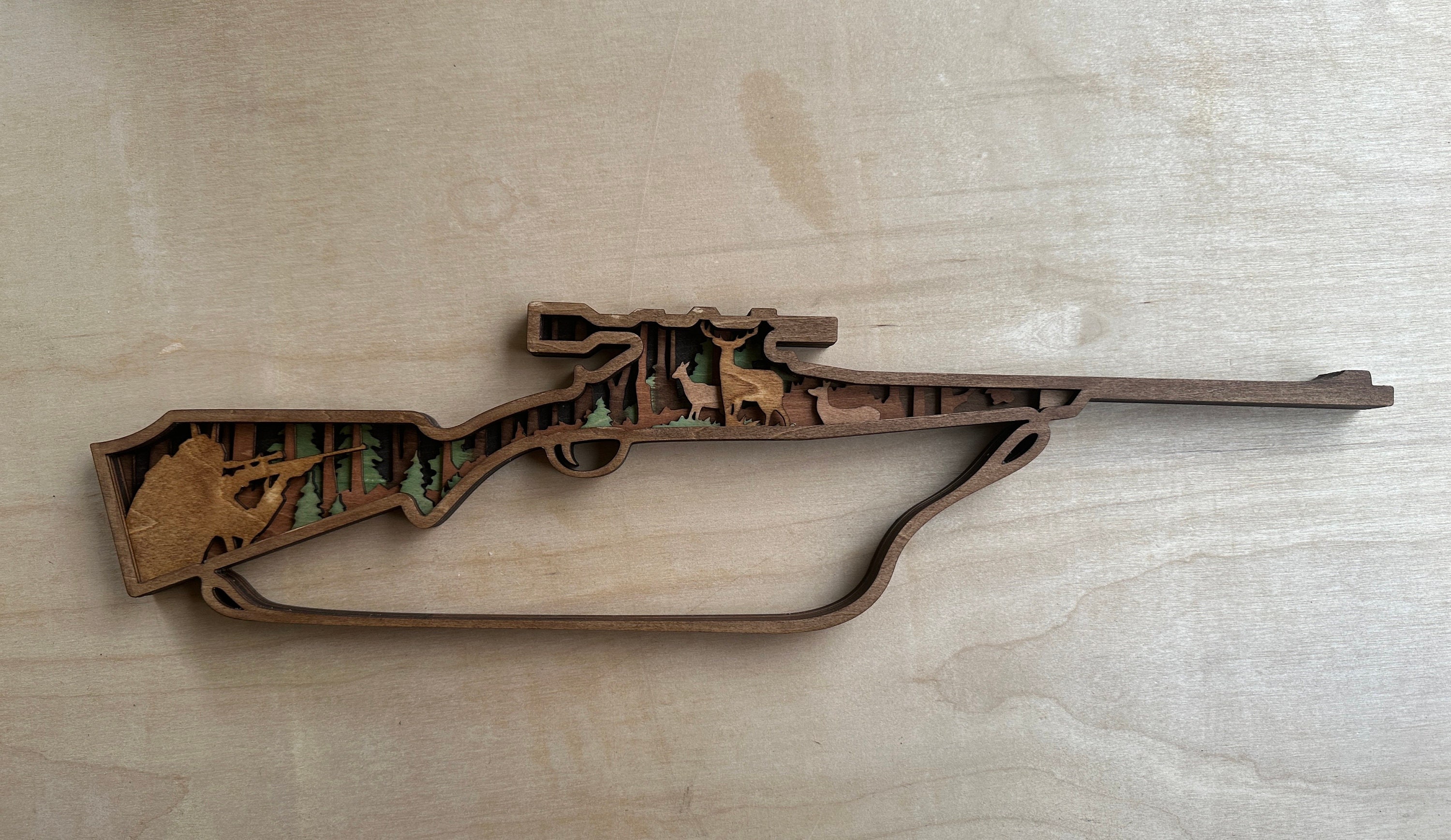 Hunting Rifle 3D Layered Wood Decor - Etsy