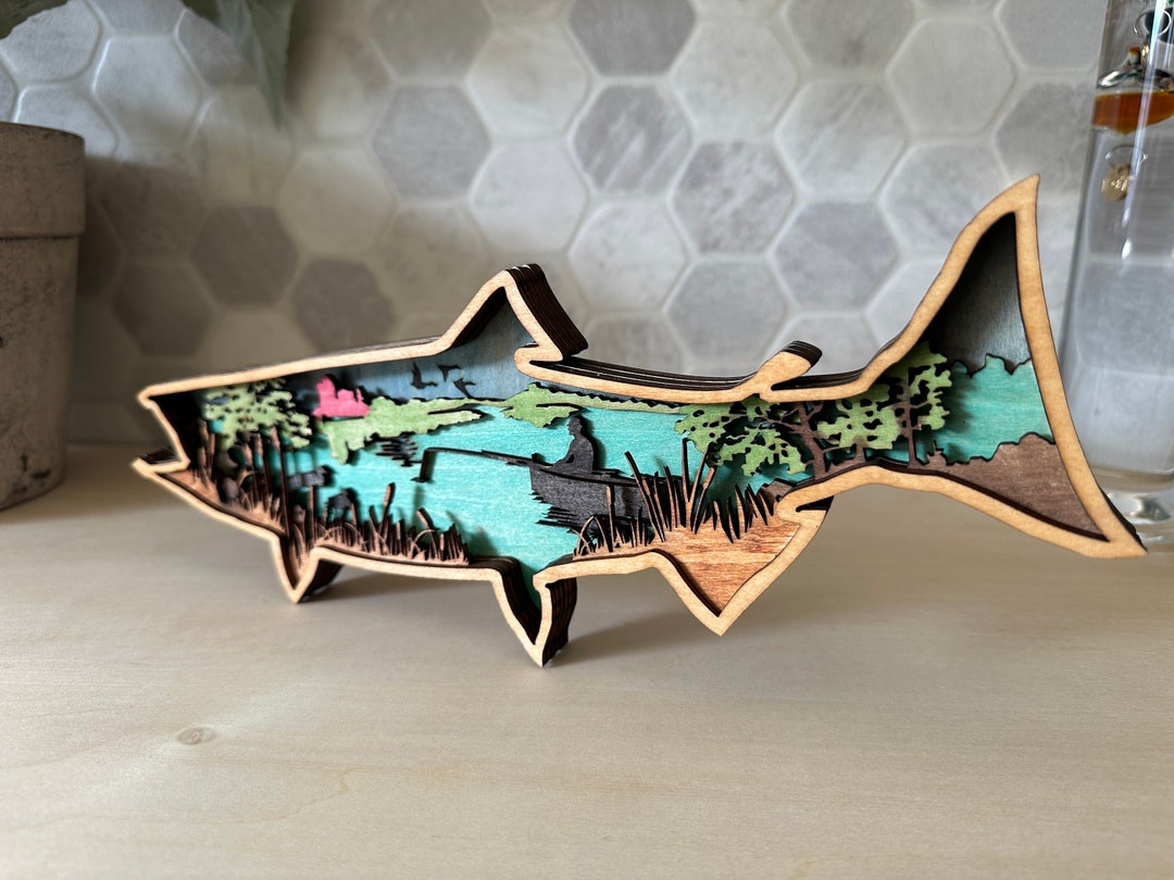 Wood Trout Fish 3D Decor - Etsy