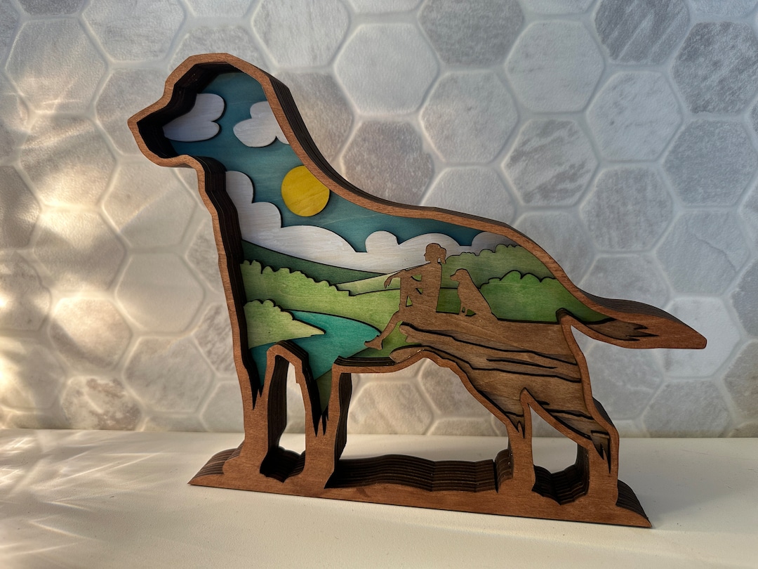 A Girl and Her Dog 3D Layered Art - Etsy