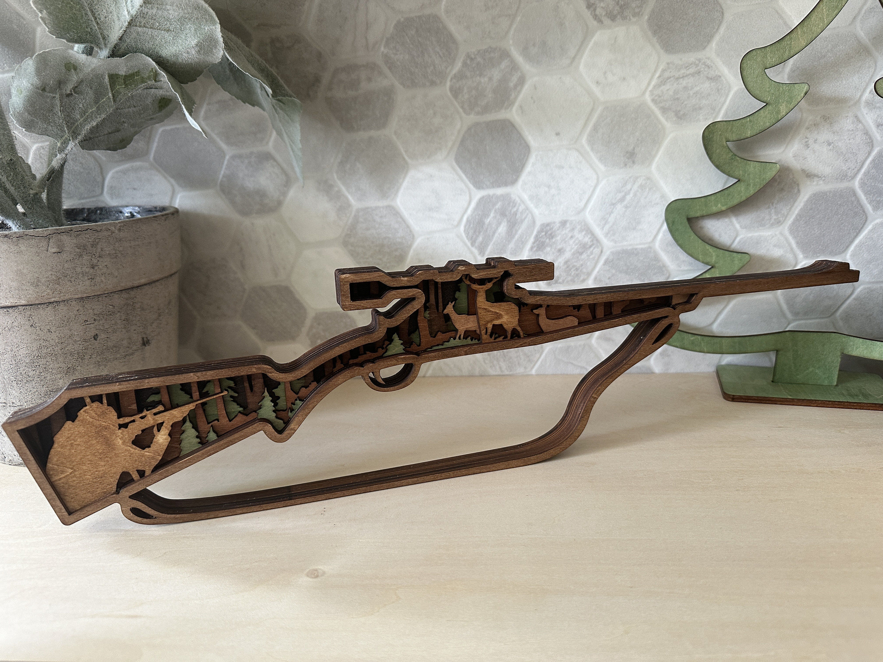 Hunting Rifle 3D Layered Wood Decor - Etsy