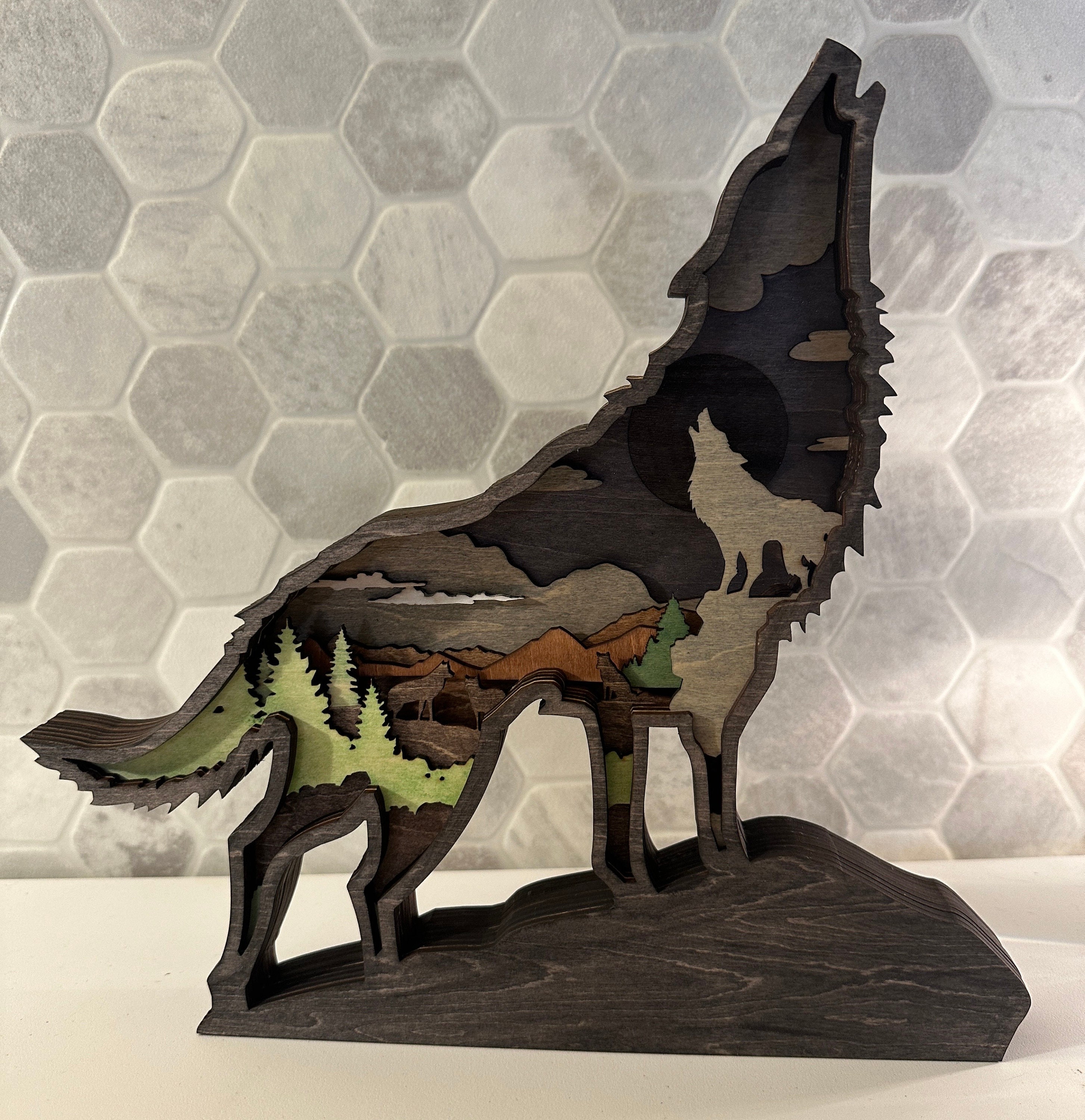Howling Wolf 3D Layered Art - Etsy